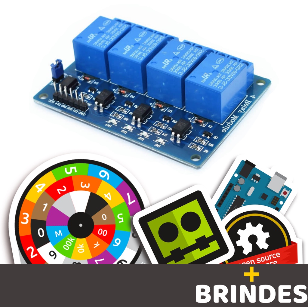 Módulo Relé 4 Canais 5v para Arduino | Shopee Brasil