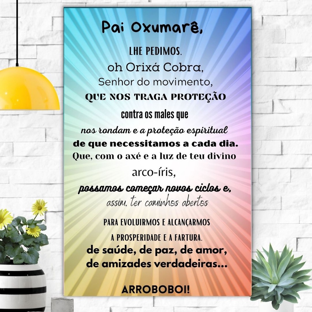 Placa Decorativa Prece Oração Proteção Espiritual Orixá Oxumarê Umbanda ...