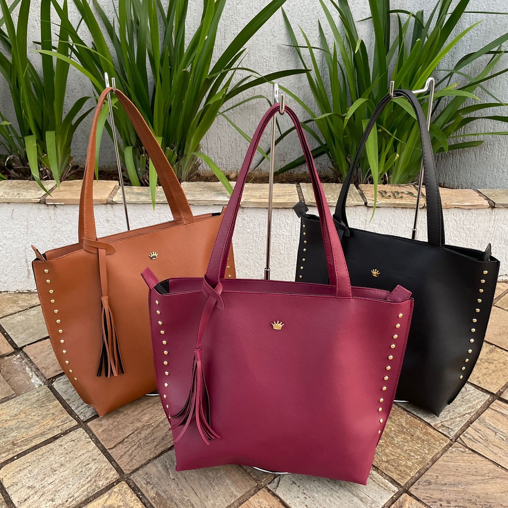 Bolsa Sacola Bolsa Saco Feminina Grande de Ombro Tote KS Com Ziper ...