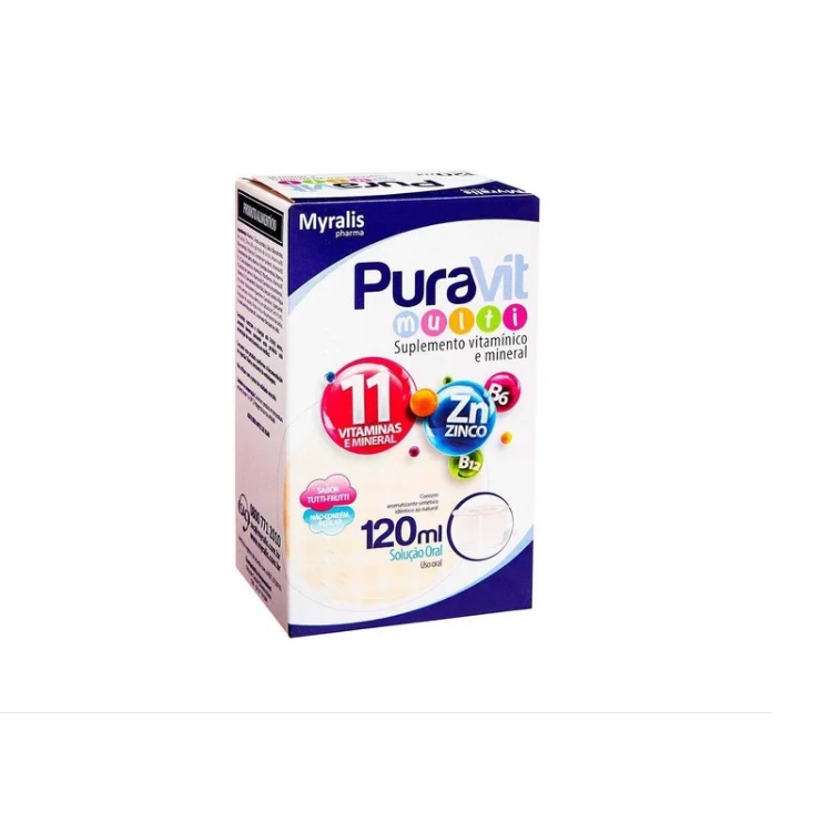Puravit Multi Solução com 120ml- Sabor Tutti-Frutti | Shopee Brasil