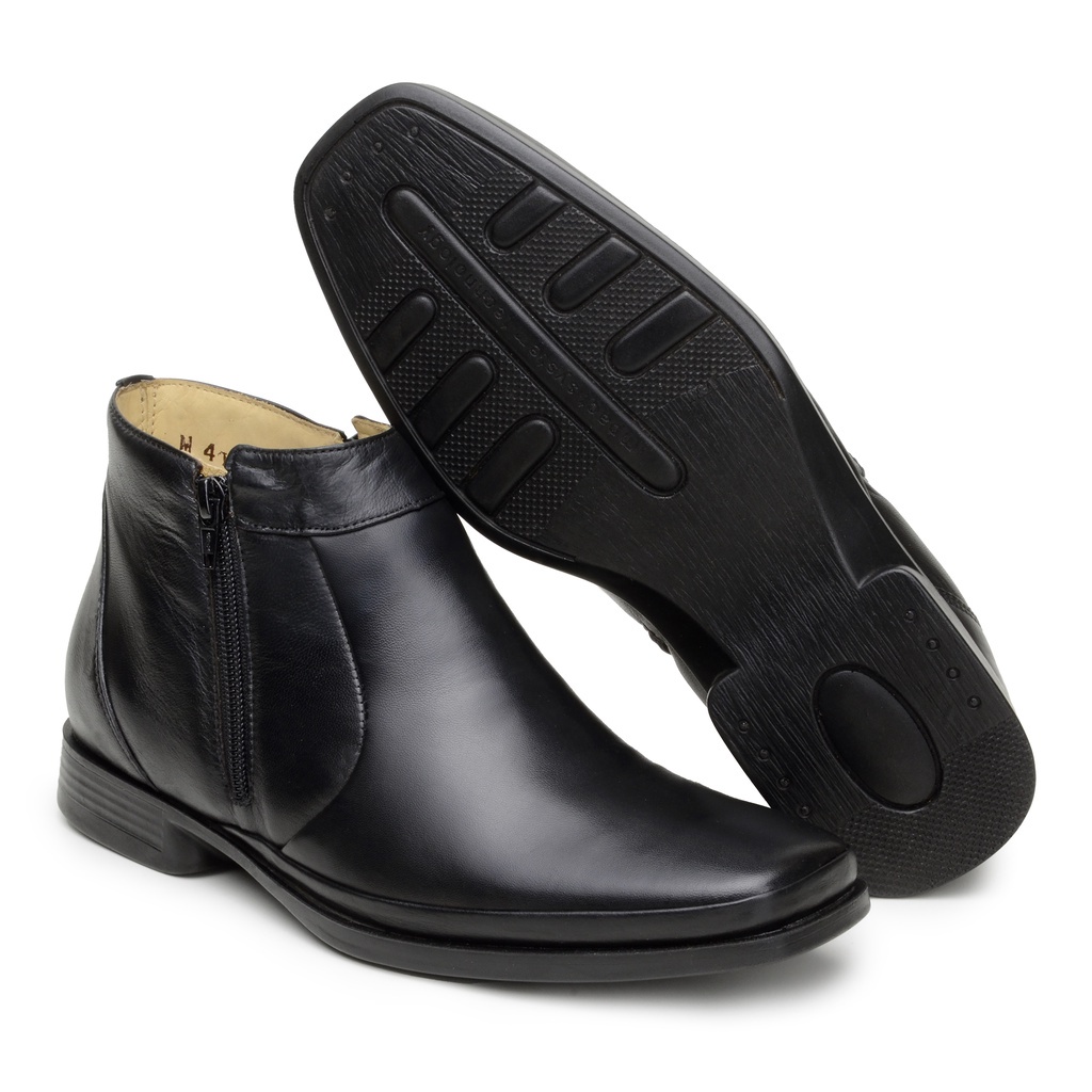 Botina Couro Nobre Linha Italiana Call Shoes Preto 1051 | Shopee Brasil