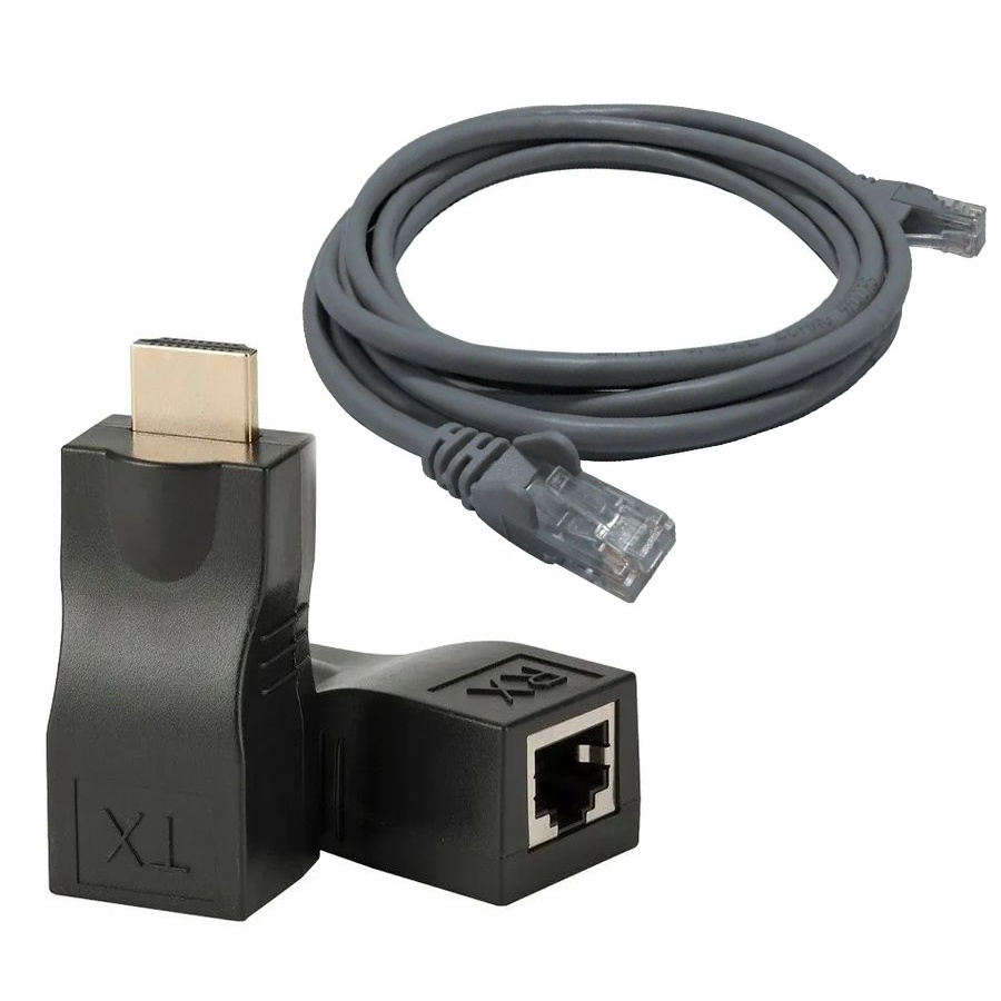 Kit Extensor Hdmi 30mts + 1 Cabo De Rede Rj45 Cat5e/6 3mts | Shopee Brasil