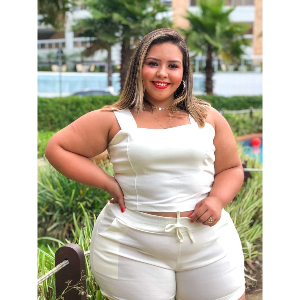 CROPPED BENGALINE PLUS SIZE ALÇA GROSSA FORMA GRANDE ATÉ 56 TAMANHO G2 ...