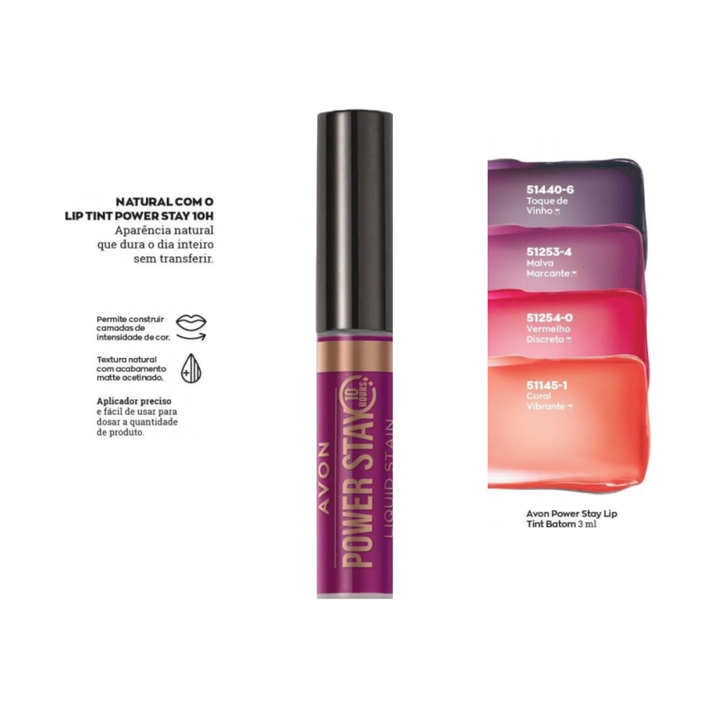 Batom Power Stay Lip Tint 3ml - Avon | Shopee Brasil