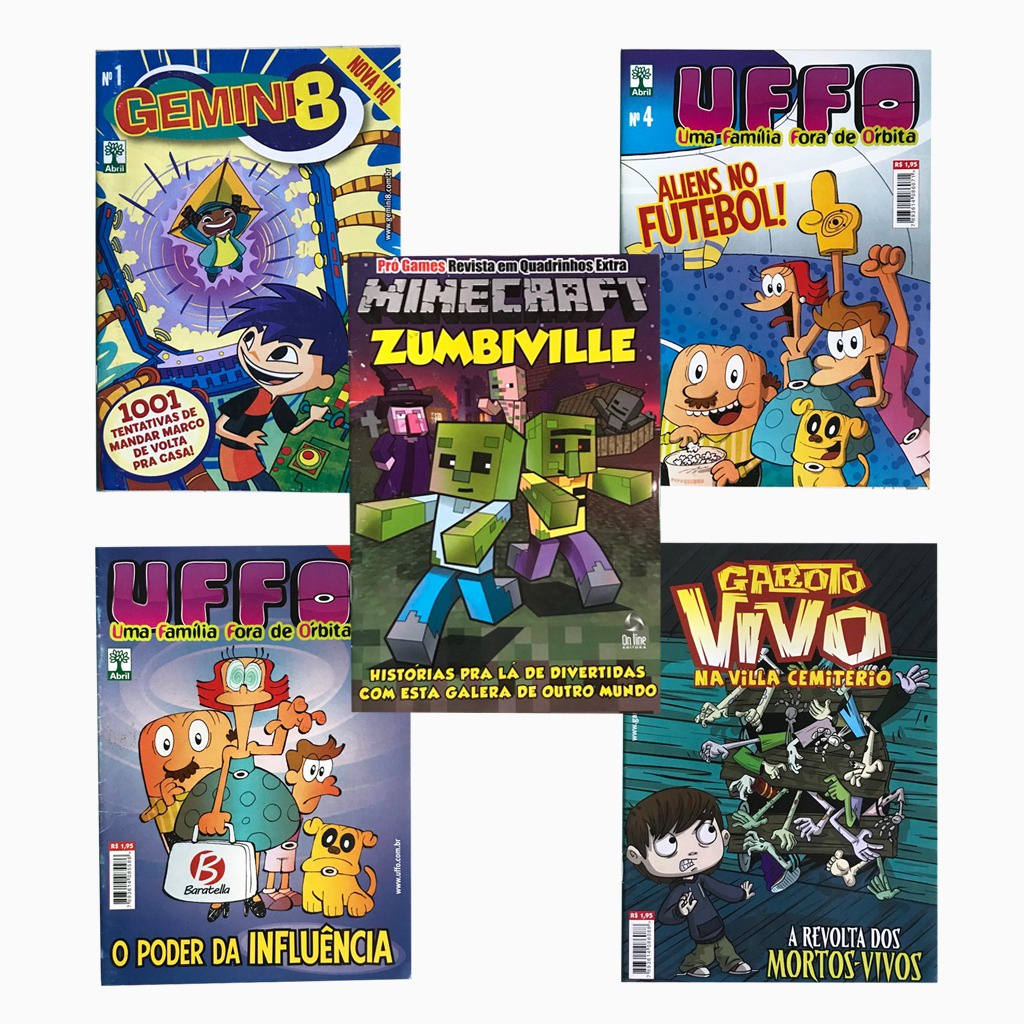 Kit 5 Gibis Histórias em Quadrinhos Variados Minecraft Garoto Vivo E Uffo Hq | Shopee Brasil