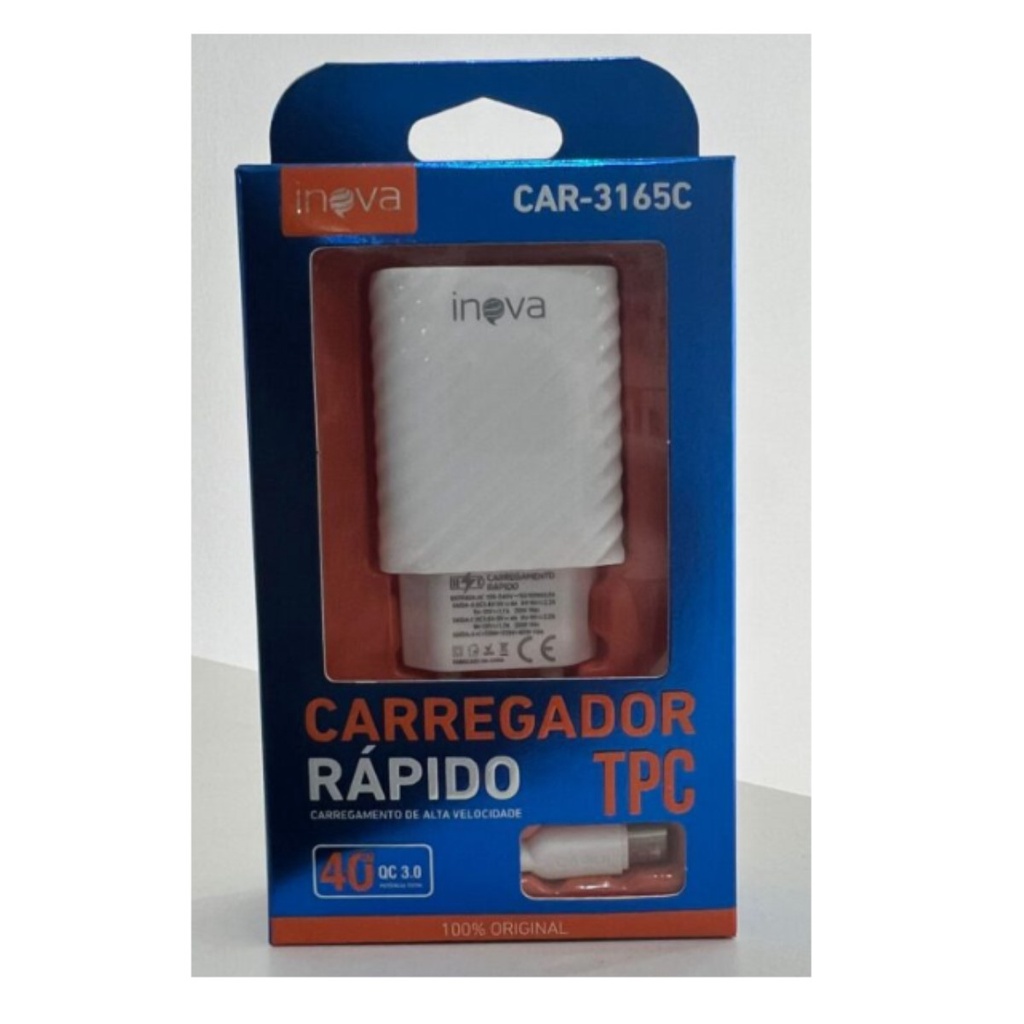 Carregador Inova CAR-3165C 40W Com 2 Entradas USB + Tipo-C Acompanha ...