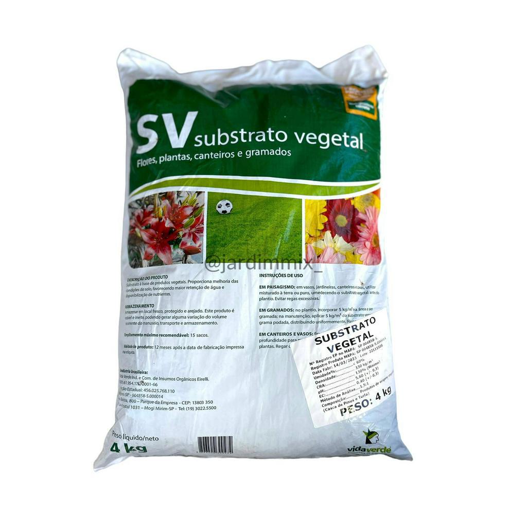 4 kg Substrato Vegetal SV para flores plantas canteiros e gramados ...