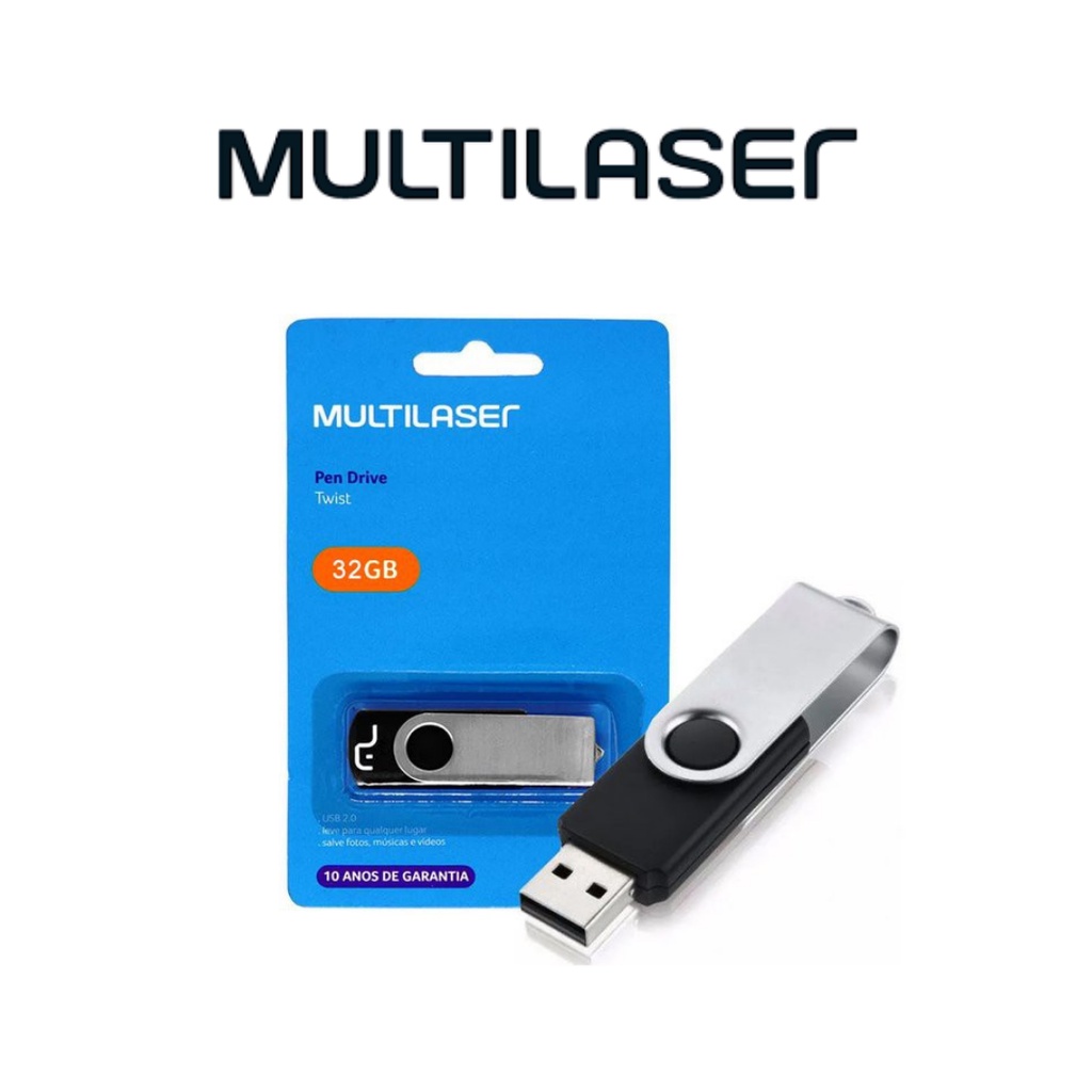Pen drive 32gb Multilaser Twist PD589 Original | Shopee Brasil