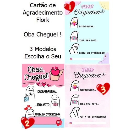 Cartao de agradecimento ao cliente Flork oba cheguei 50 unidades ...