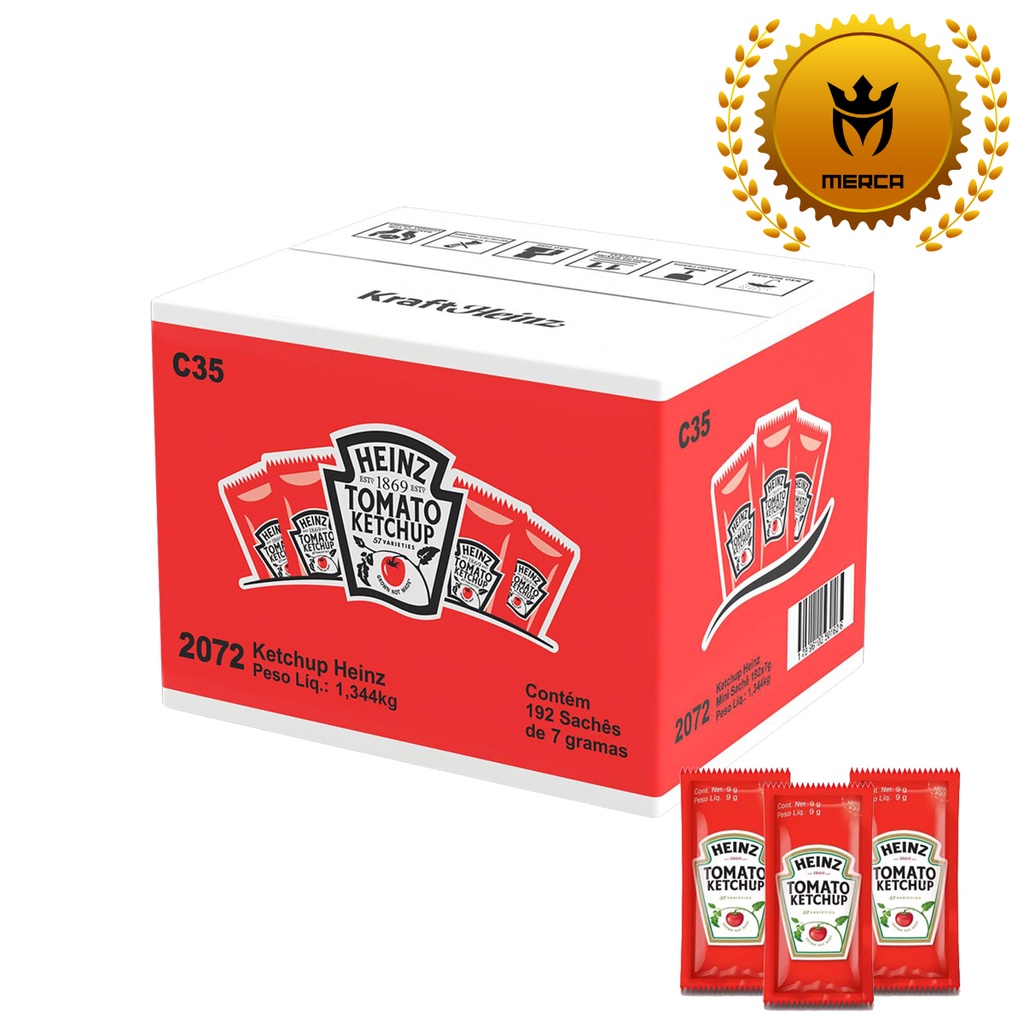 CAIXA GRANDE KETCHUP CATCHUP HEINZ SACHE 192 UNIDADES | Shopee Brasil