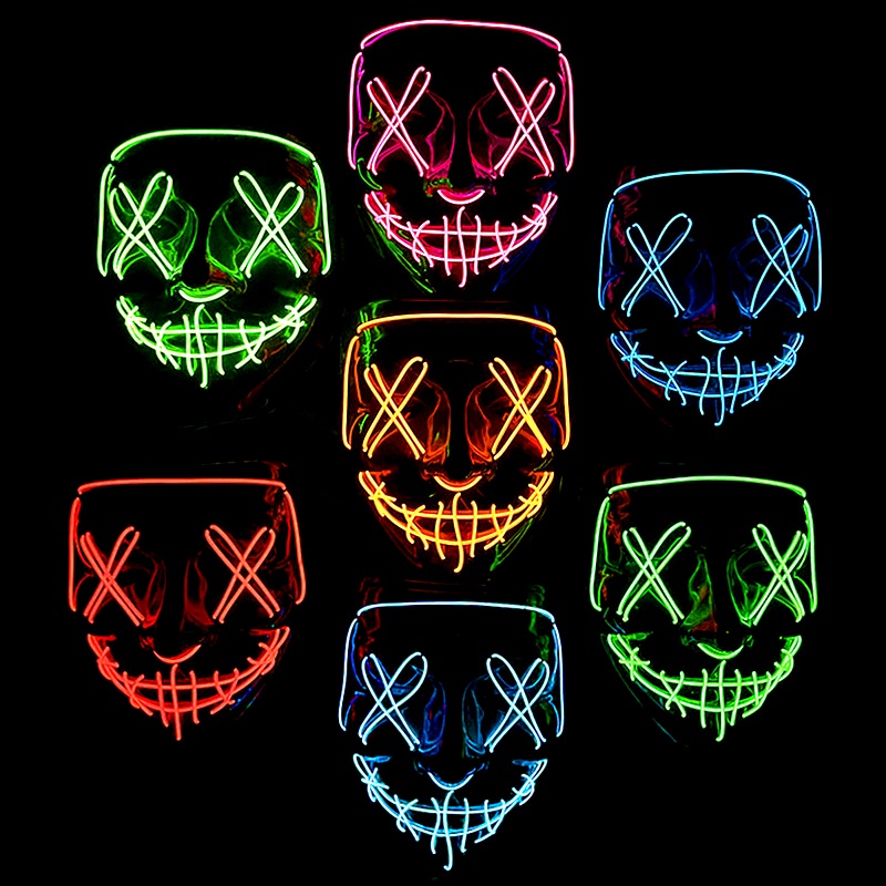 Mascara assustadora com LED NEON terror para festa a fantasia e ...