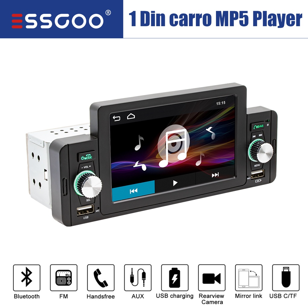 ESSGOO 1 din carro mp5 player universal rádio estéreo ips tela sensível ao toque wince sistema ...