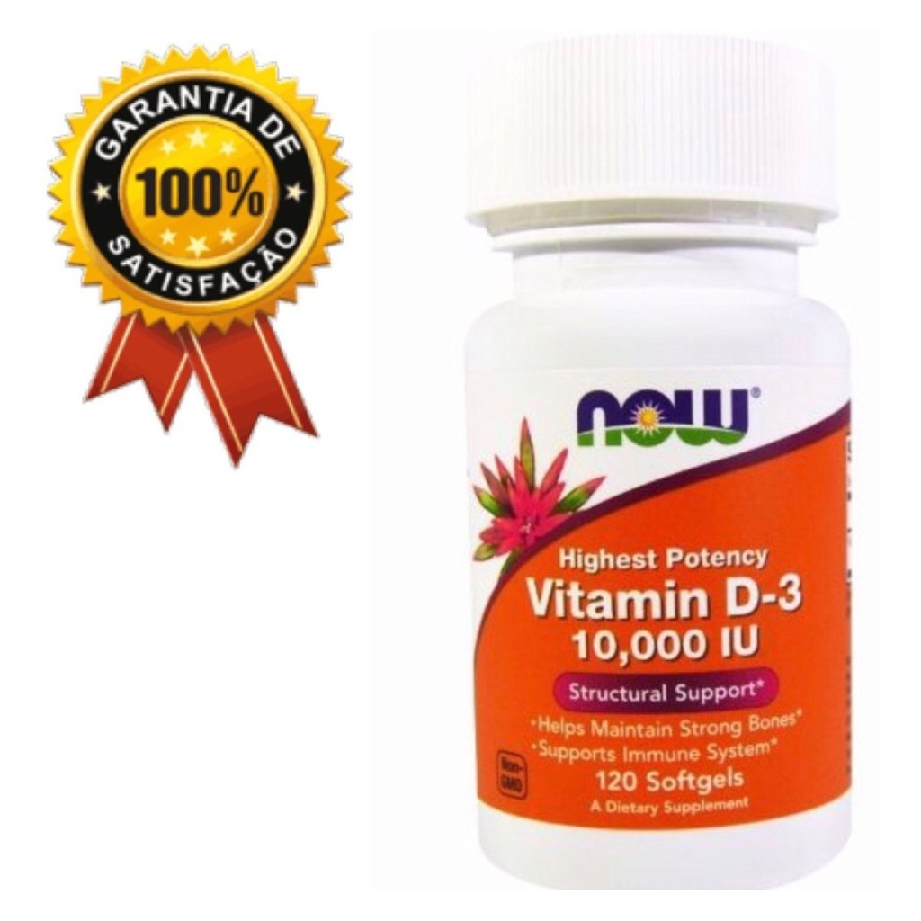 VITAMINA D3 10.000UI - 120 SOFTGELS - NOW FOODS | Shopee Brasil