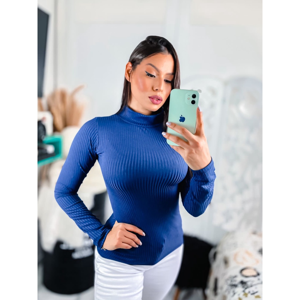 Blusa Cacharrel Gola Alta | Shopee Brasil