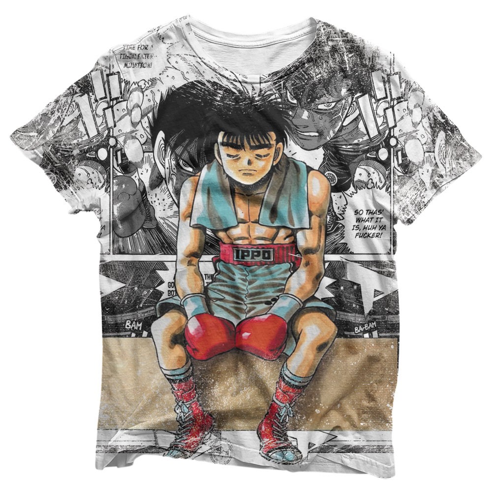 Camisa Kobashi Kenta Sentado Mangá - Camisas Hajime no Ippo Estampa ...