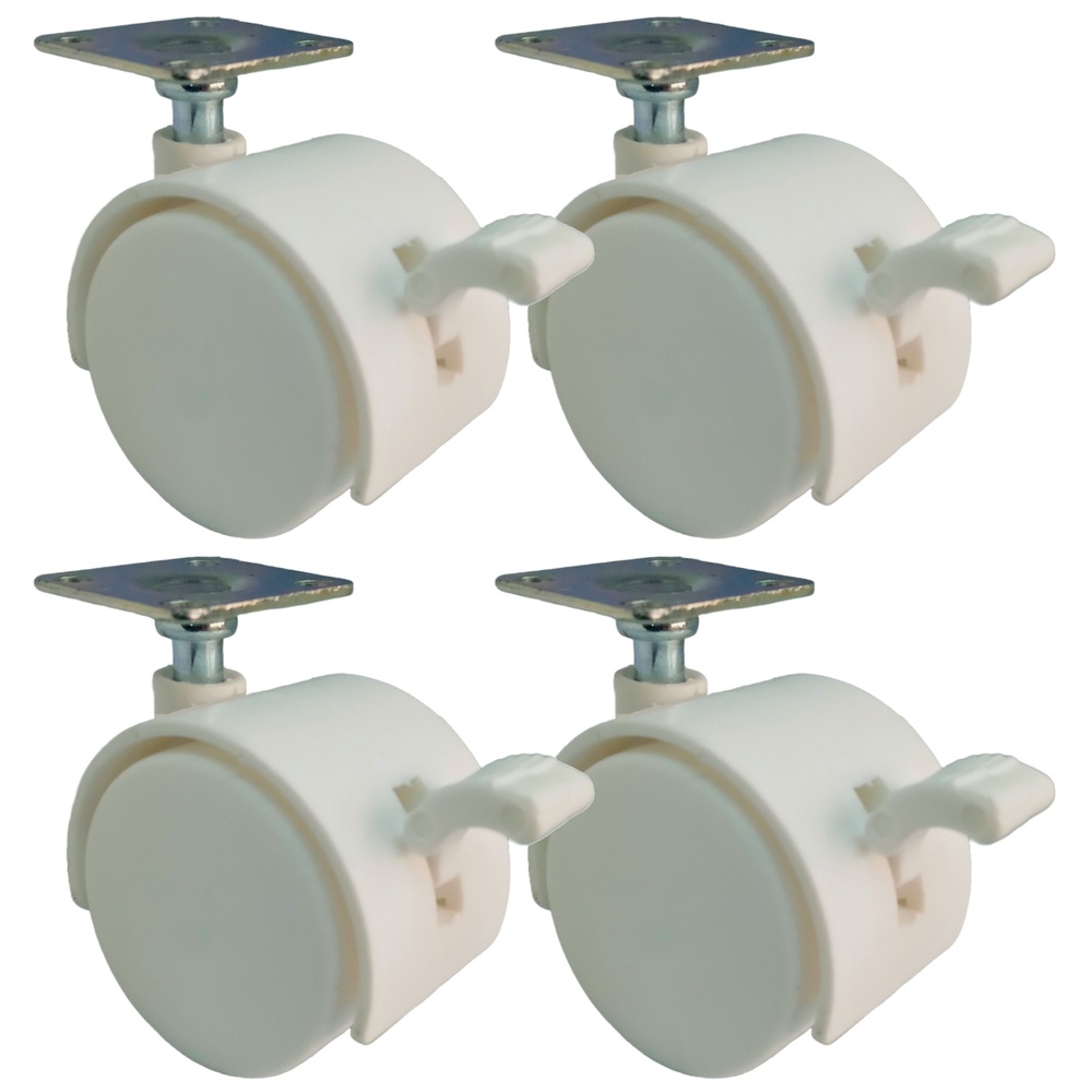 Kit 4 Rodizio para moveis giratório com freio 40mm com placa rb40 branco BigFer | Shopee Brasil