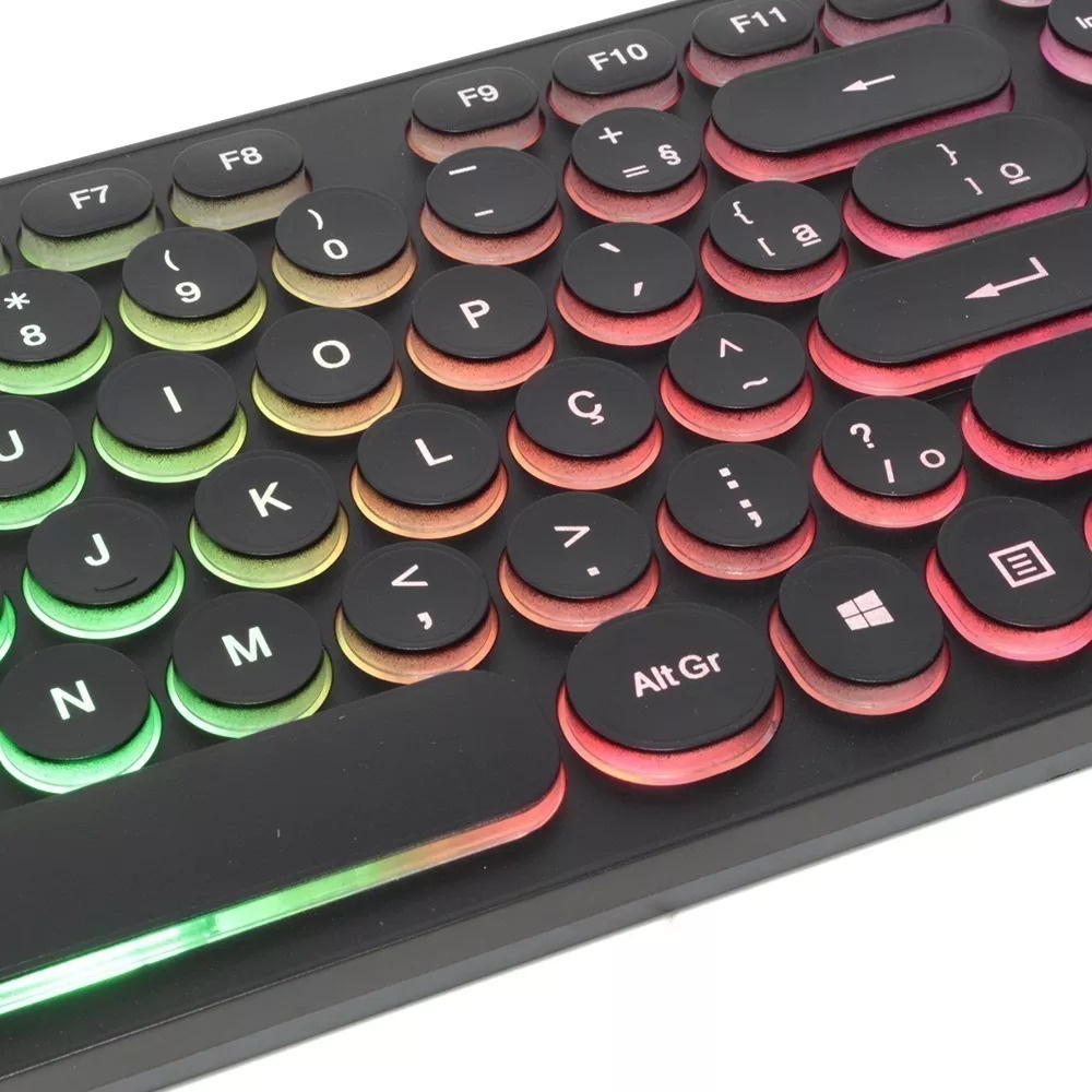 Teclado Gamer Knup KP-2059 QWERTY PT-BR LED RGB Teclas Chocolate ...