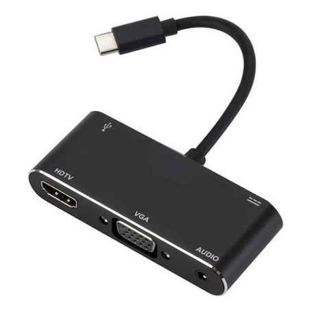Adaptador Hub Mac Ultrabook Pc Tipo C 3.0 X Usb Vga Hdmi P2 | Shopee Brasil