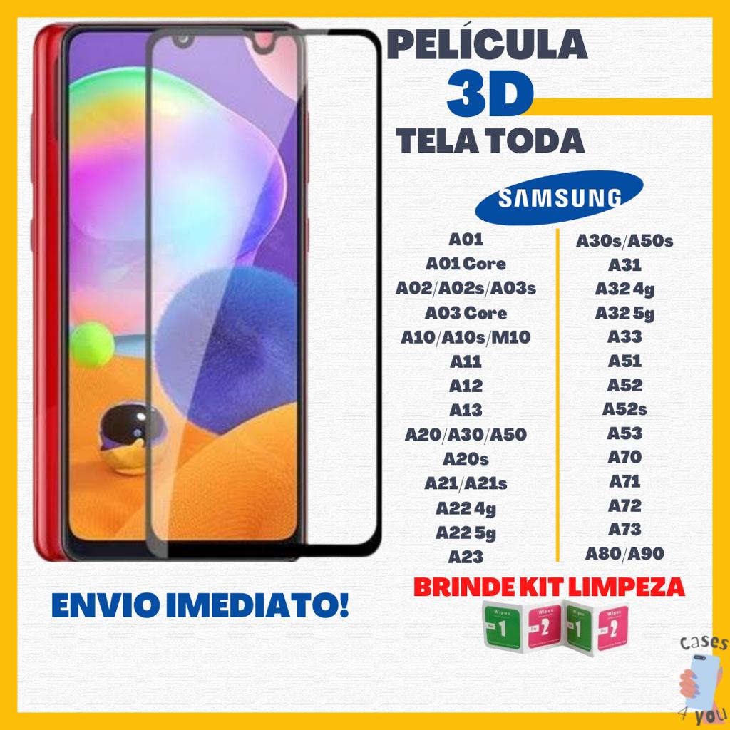 Película De Vidro 3D Frontal Samsung A01 A01 Core 02 02s 03 Core 03s A10 A10s M10 A11 A12 A13 ...