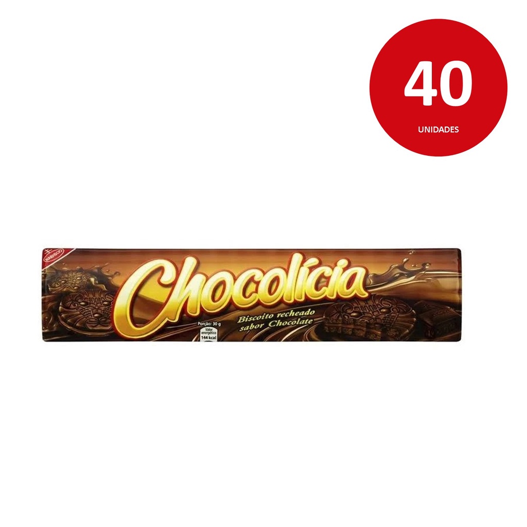 Kit C/40 Unidades Biscoito Chocolícia Recheado Chocolate | Shopee Brasil
