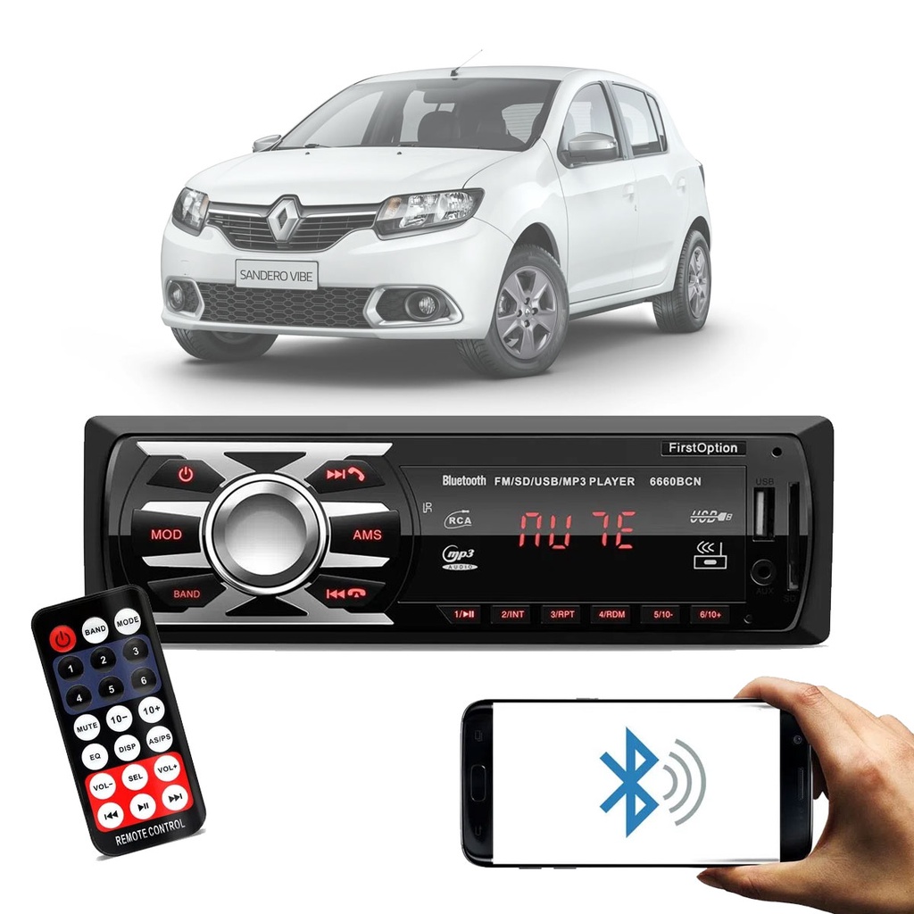 Aparelho De Som Carro Radio Automotivo Bluetooth Pendrive Sd Rádio Renault Sandero | Shopee Brasil