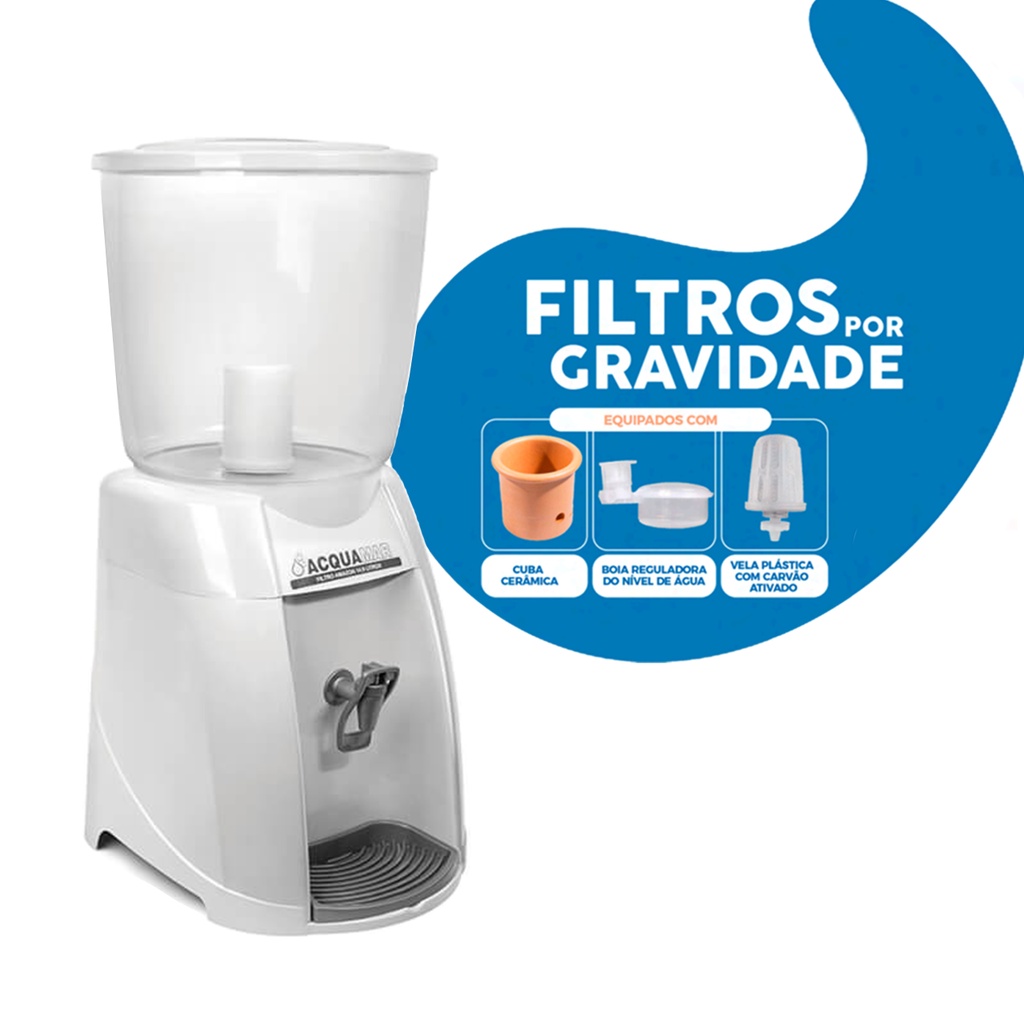 Filtro com Cuba de Barro 14,9 litros Amazon Acquamar com vela de carvão ...