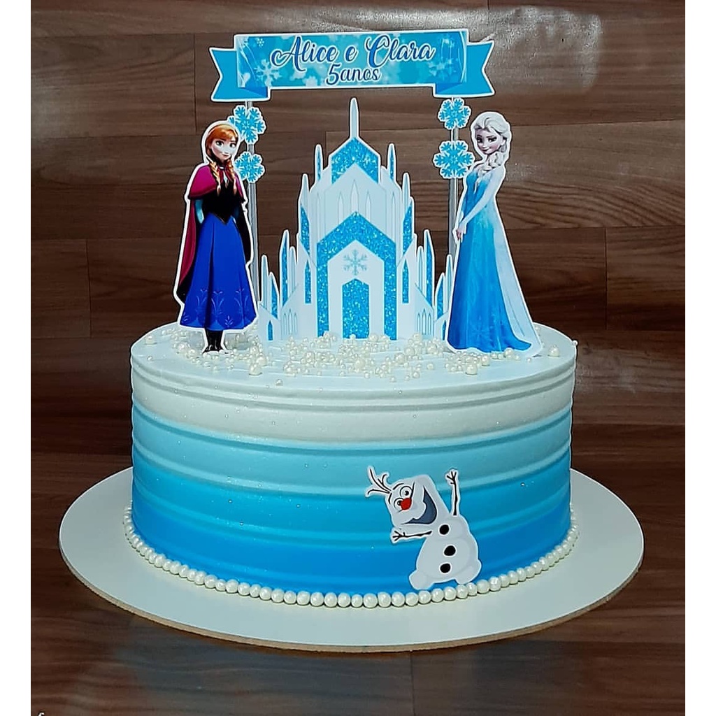 Topper Topo de Bolo Personalizado com Nome e Idade para Festa Frozen ...