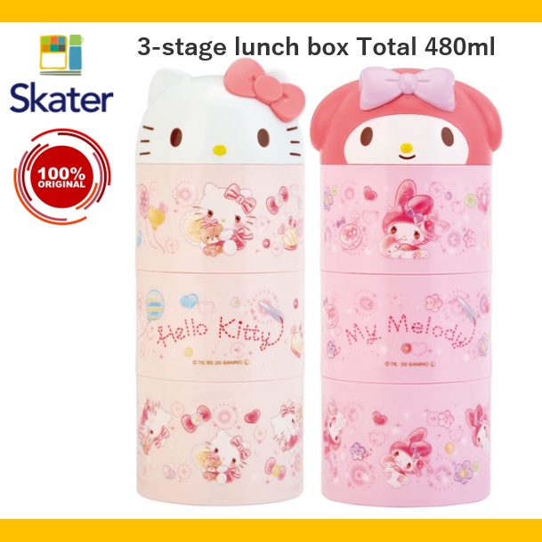 Lancheira My Melody/Hello Kitty Die-cut 3stage (Capacidade Total 480ml ...