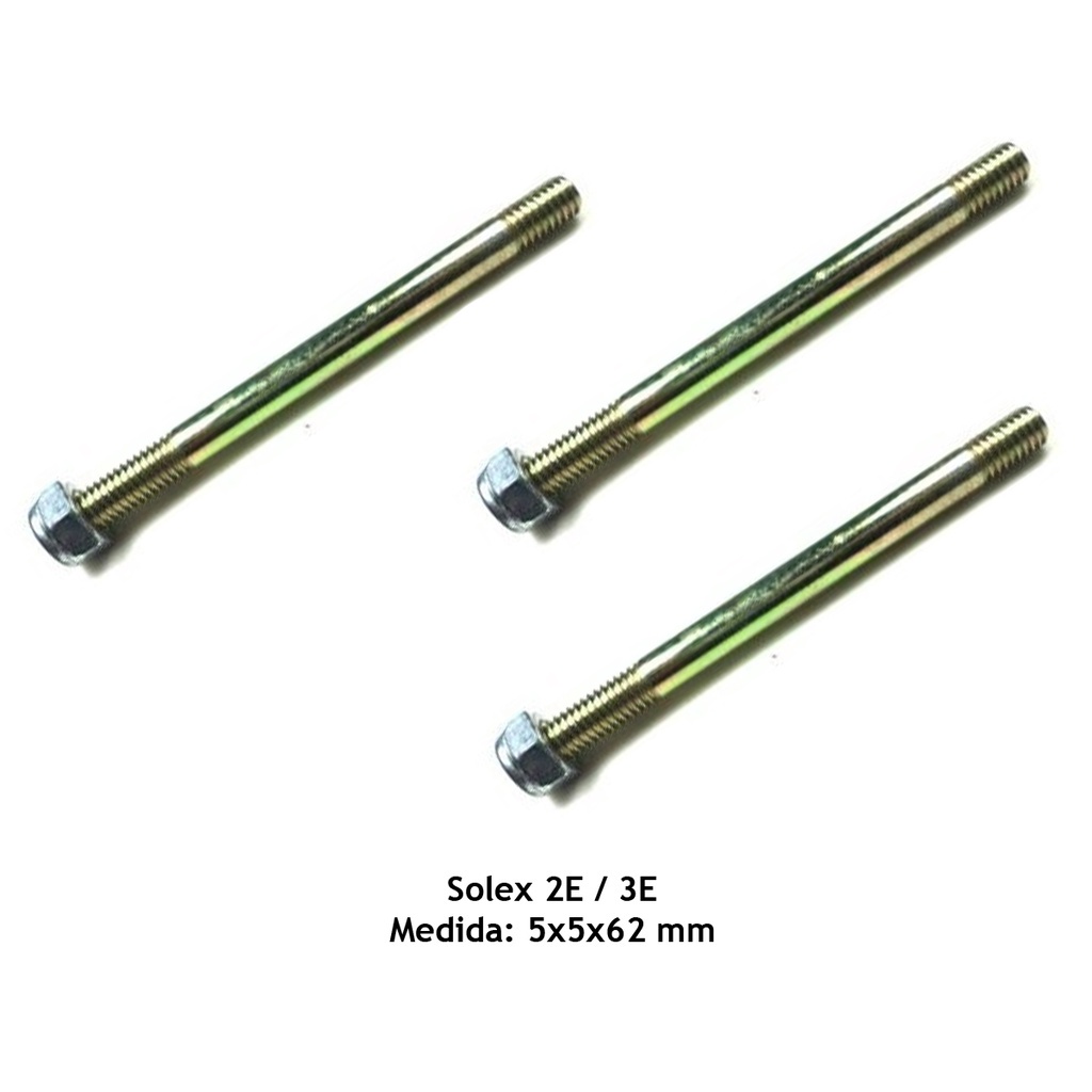 Kit 3 Prisioneiros Filtro AR Tampa Carburador Solex 2E 3E Gol Santana Escort Pampa 5x5x62 mm ...