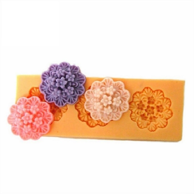 Molde de Silicone Trio de Mini Jóias Floral para Confeitaria e Biscuit ...