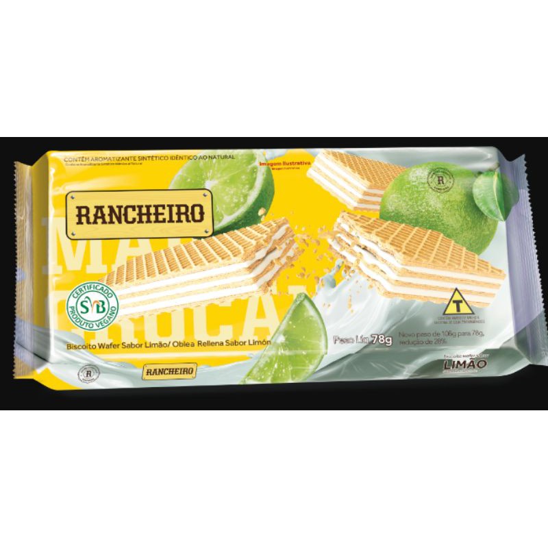 KIT COM 2 - Rancheiro Wafer Limão - ZERO LACTOSE . | Shopee Brasil