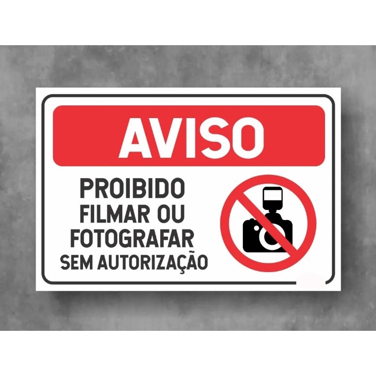 Placa Aviso Proibido Filmar Ou Fotografar Pvc 1mm 20x30cm | Shopee Brasil