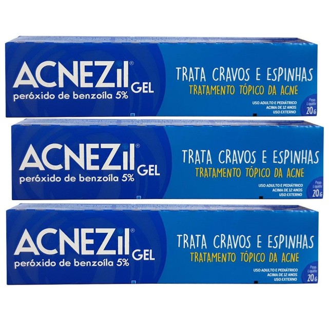 Kit com 3 Acnezil Gel Cimed 5% 20g Trata Espinhas E Cravos | Shopee Brasil