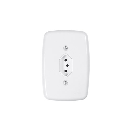 Tomada Vertical 10A 250V 2P+T Pluzie Ideale Branco completo com suporte ...