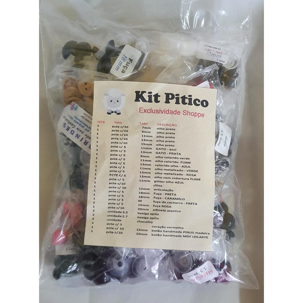 Kit Pitico para Amigurumis Com Olhos e Fuças com trava - Ideal para ...
