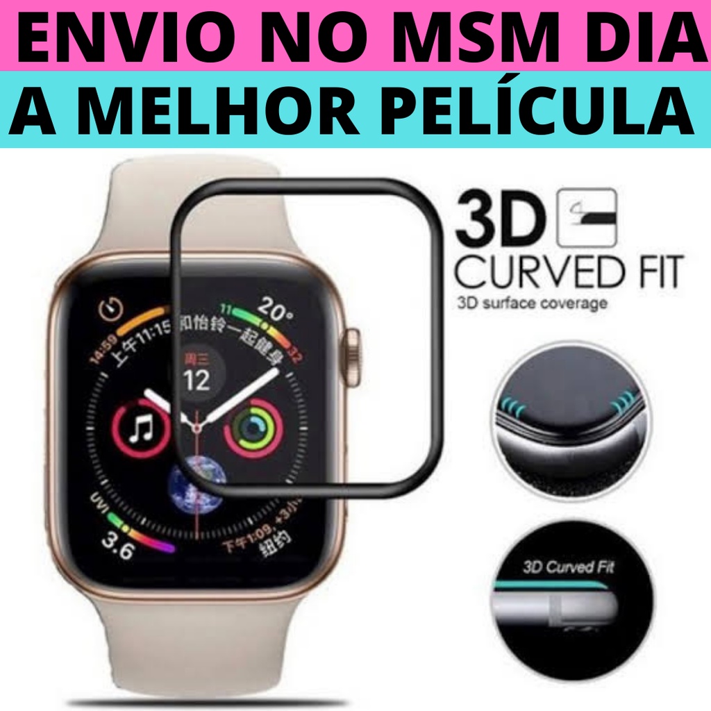 Película de Gel silicone 3D para tela relógio 3D Curvada Apple Watch ...