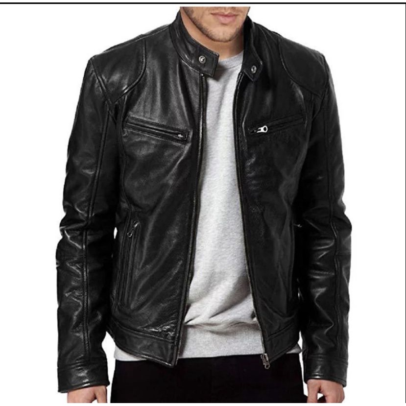 Jaqueta de Couro Masculina Elegante Moda Casual Estilo Fino Moderna ...