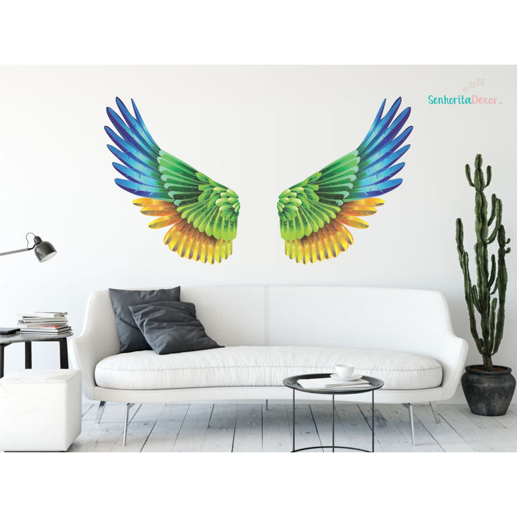 adesivo de parede sala bar restaurante asas colors aquarela | Shopee Brasil