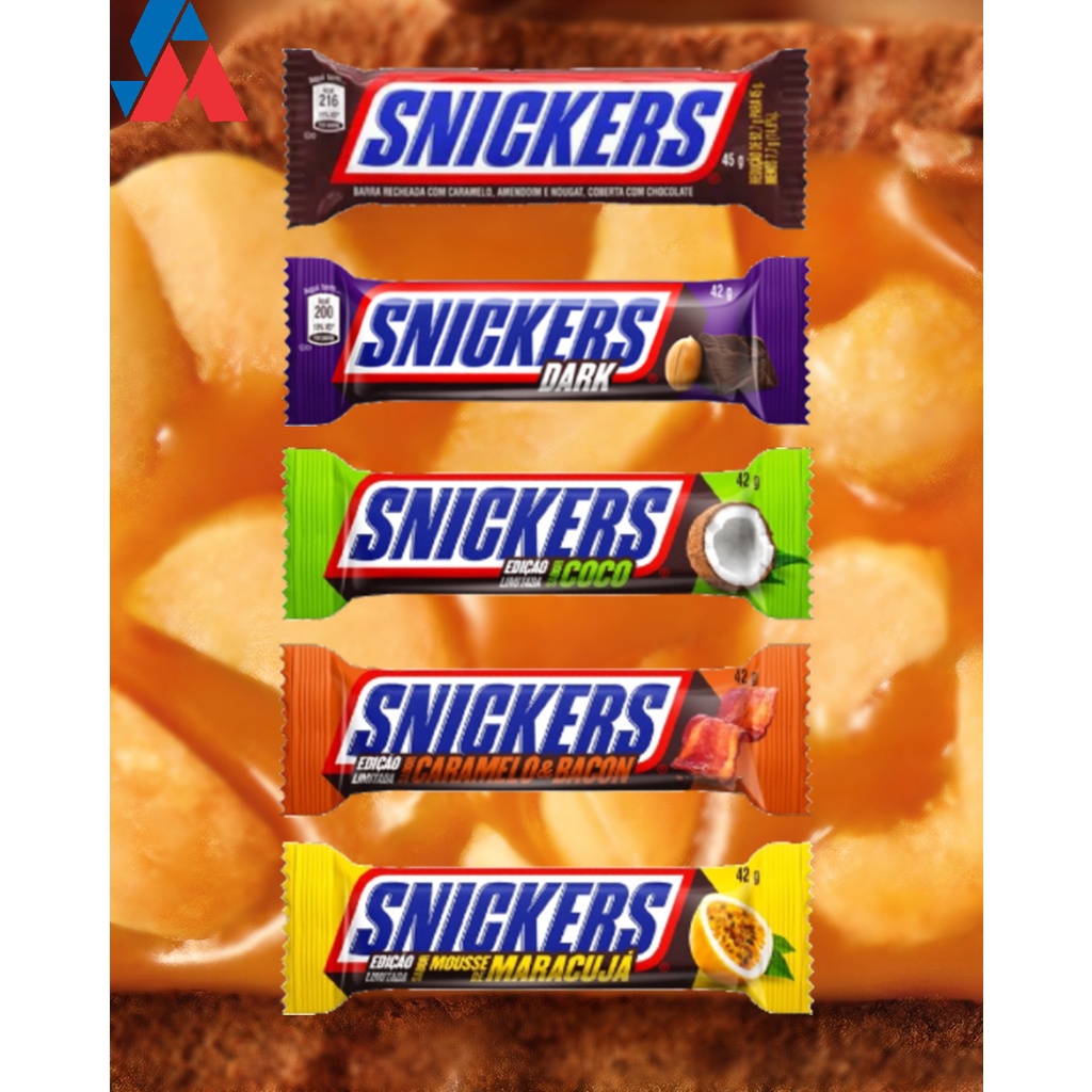 SNICKERS - Bombom recheado com Caramelo e Amendoim - 42g | Shopee Brasil