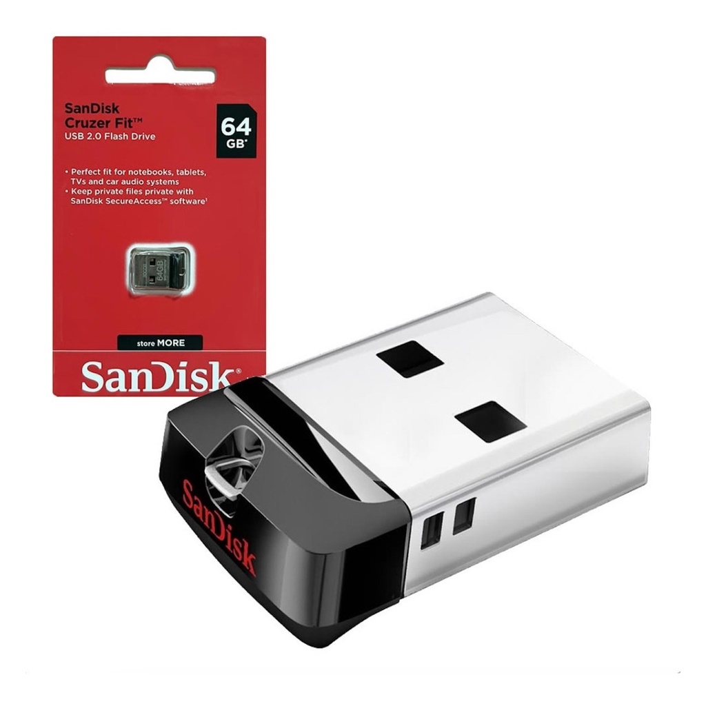 Mini Pen Drive 64gb Cruzer Fit Usb 2.0 Sandisk Lacrado Nfe | Shopee Brasil