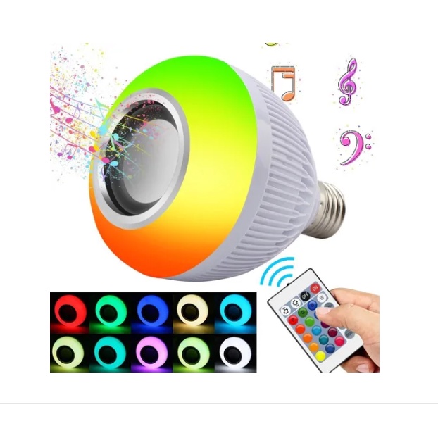Lampada Led 12w Rgb Caixa Som Bluetooth C/controle - Escorrega o Preço