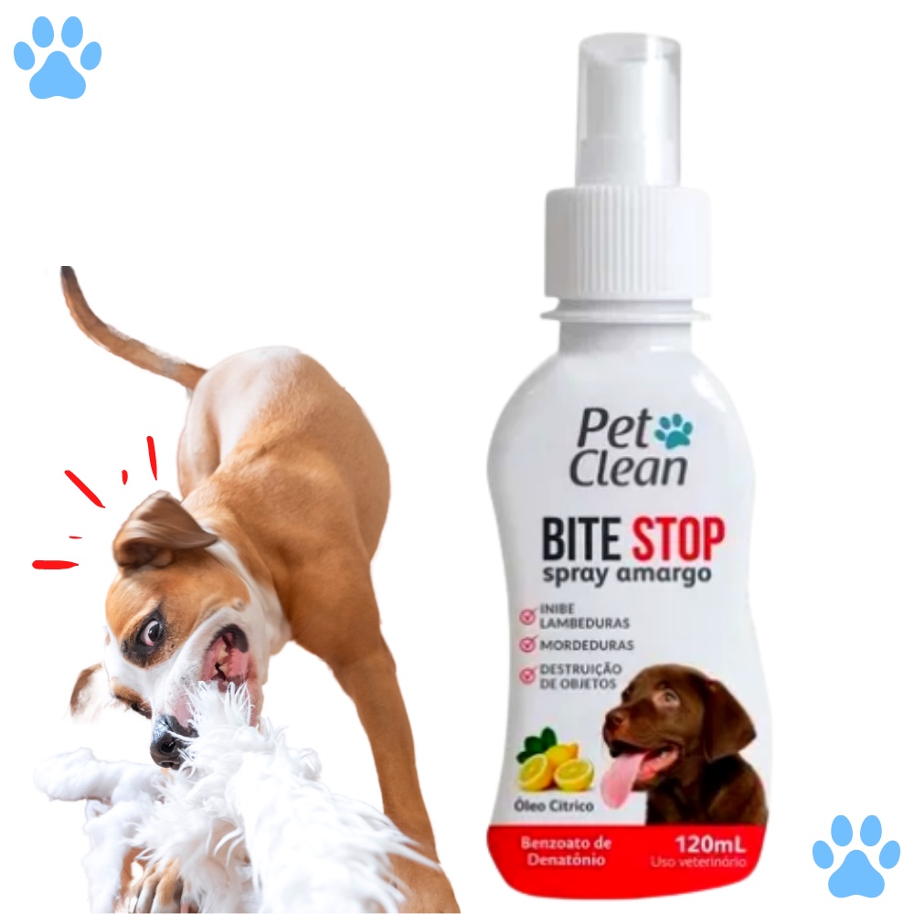Bite Stop Pet Clean Spray Amargo Adestrador Anti lambida, Mordedura e ...