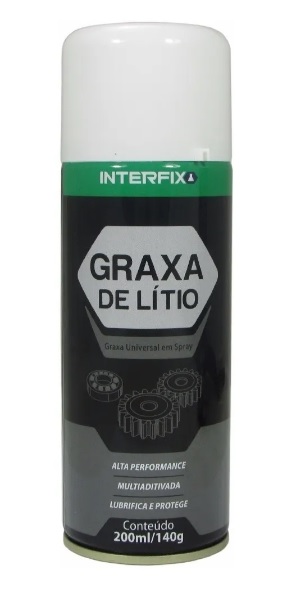 Graxa de lítio Spray 200ml Interfix Lubrifica e protege Branca | Shopee ...