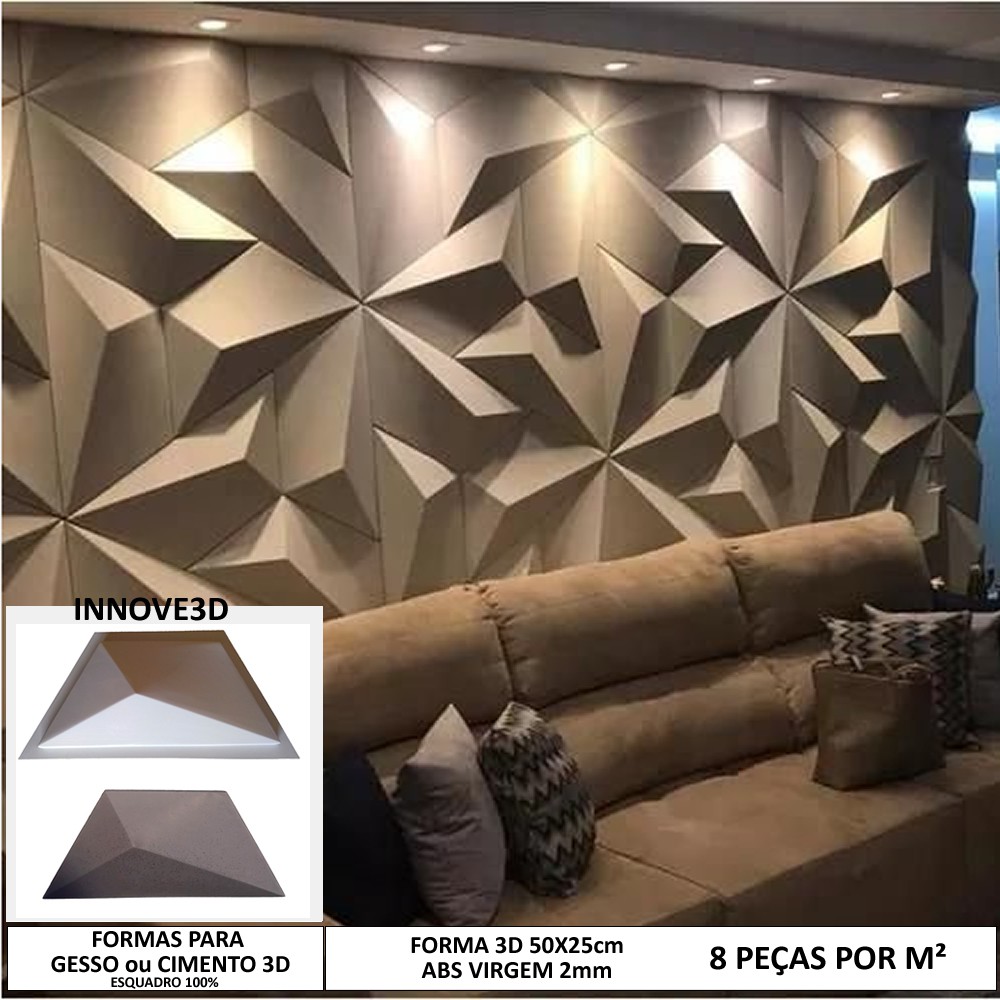 Forma 3d Trapezio Média 50X25cm ABS 2mm Molde Para Gesso ou Cimenticio ...