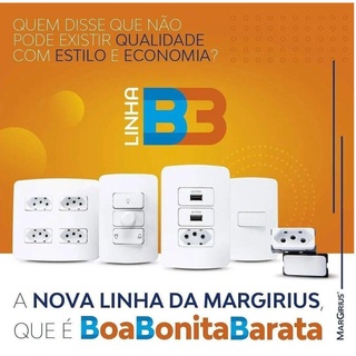 Tomada Margirius - Conjunto 1 tomada 2P+T 10A , 20A placa 4x2 Linha B3 Margirius | Shopee Brasil