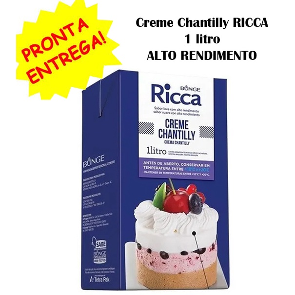 Creme Chantilly Ricca - 1 Litro (ALTO RENDIMENTO) | Shopee Brasil