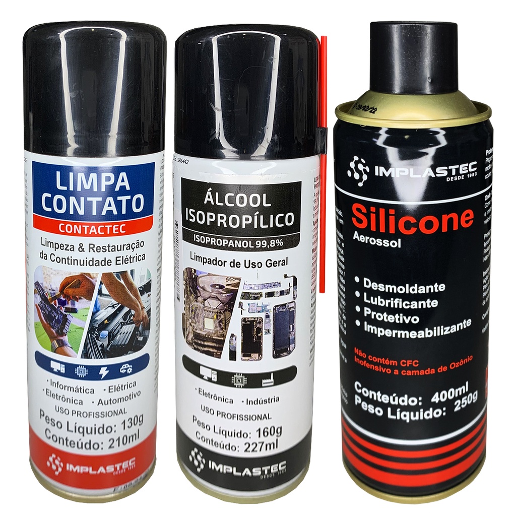 KIT LIMPA CONTATO + ALCOOL ISOPROPILICO + SILICONE IMPLASTEC | Shopee ... KIT LIMPA CONTATO + ALCOOL ISOPROPILICO + SILICONE IMPLASTEC | Shopee ...