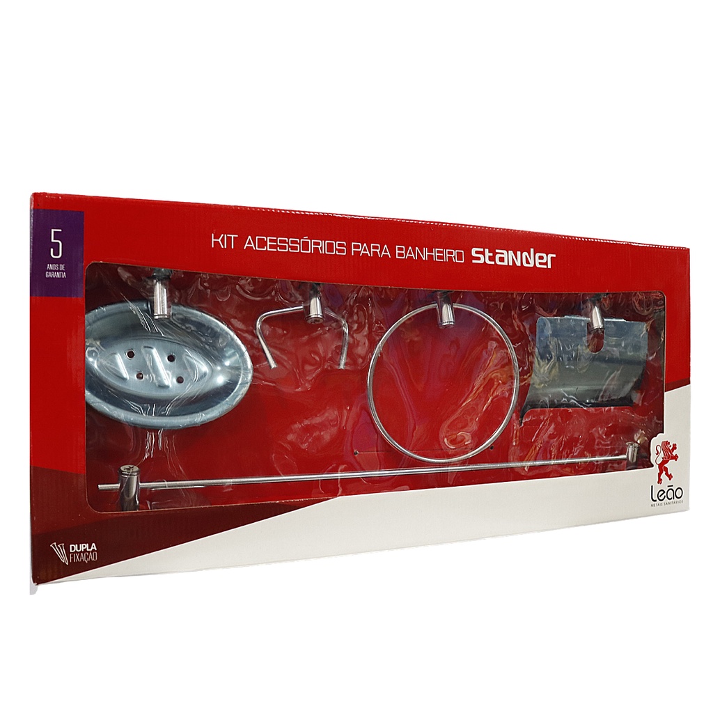 Kit Acessórios para Banheiro Stander Leão Metais | Shopee Brasil