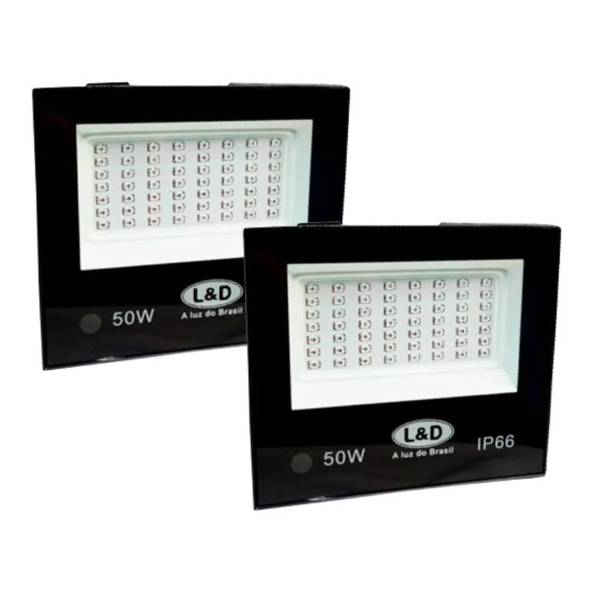 Kit 2 Refletores Led 50w Luz Azul Holofote Loja Casa Bivolt 6500K IP66 | Shopee Brasil