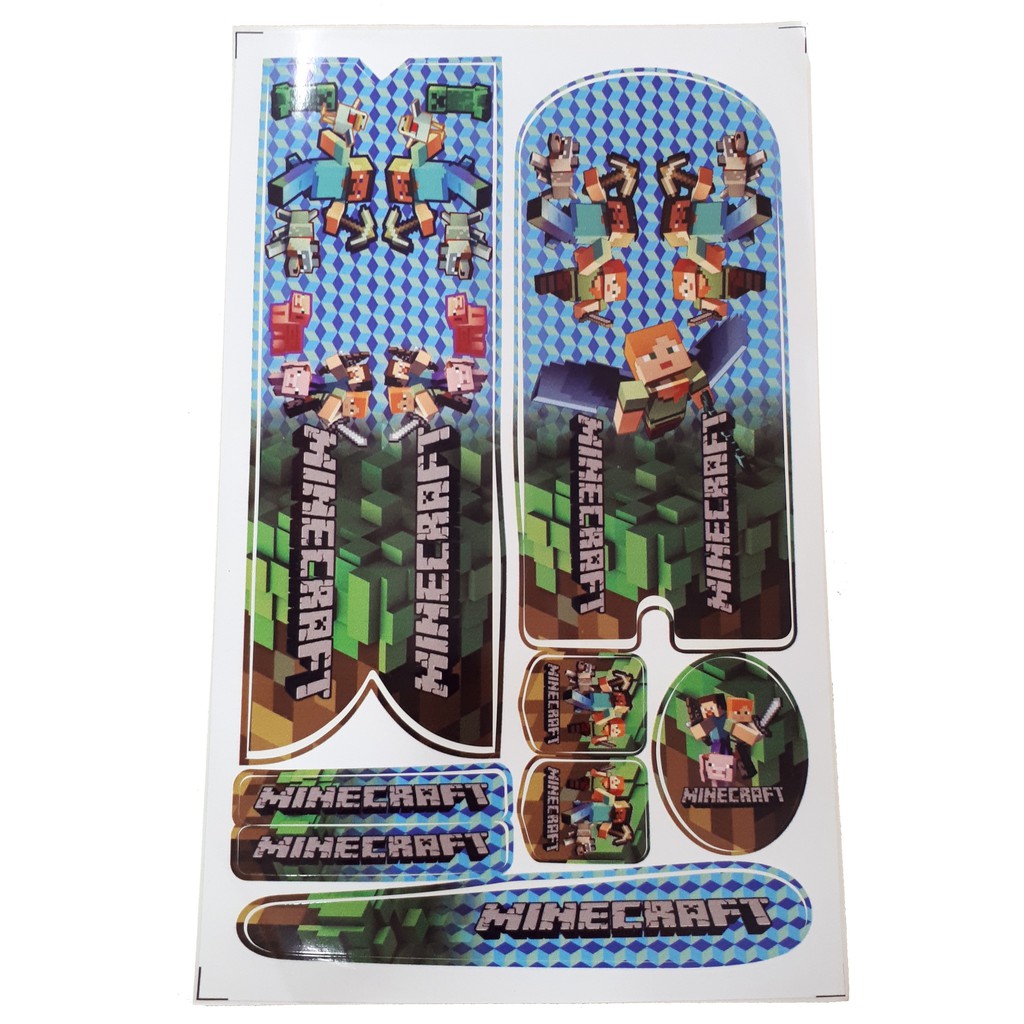 Adesivo Quadro Bicicleta Infantil MINECRAFT Cartela Completa | Shopee ...